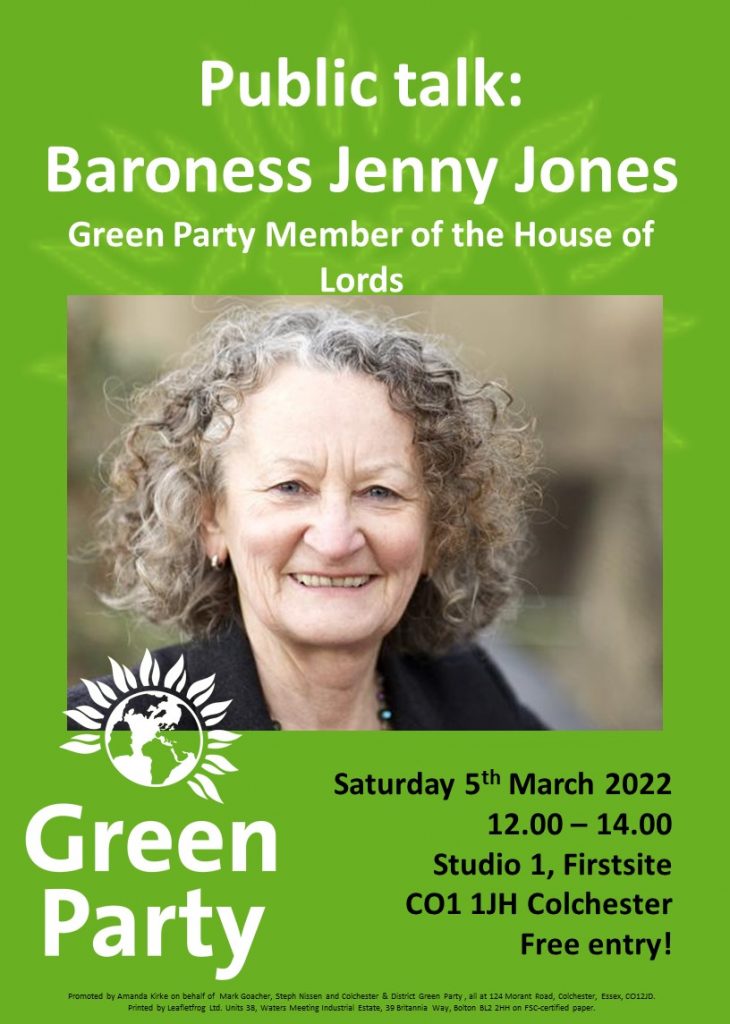 Baroness Jenny Jones To Visit Colchester To Support Colchester Greens ...